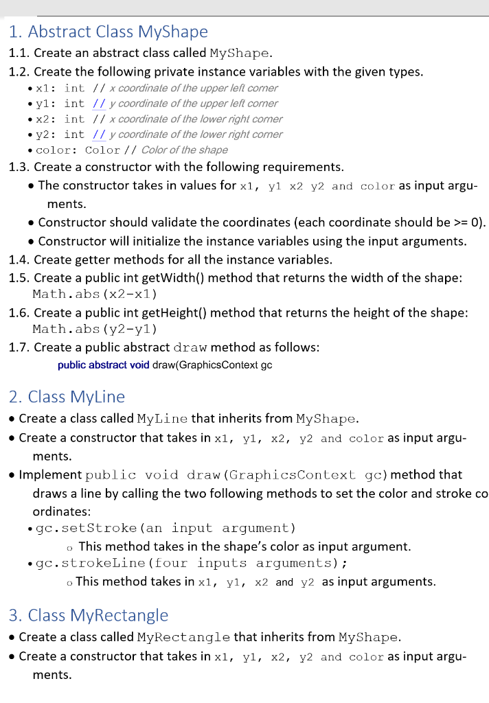 Solved 1 2 3 4 Class Myshape Class Myline Class MyRectangle | Chegg.com