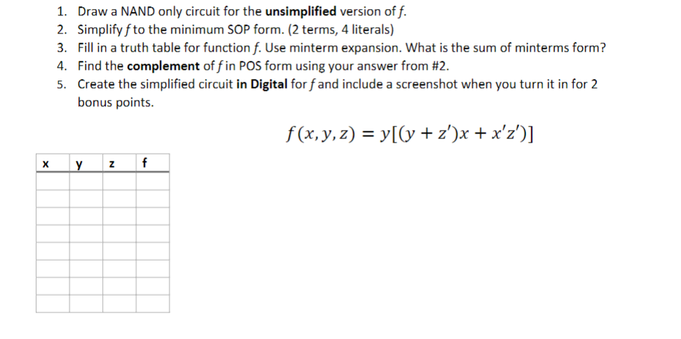 Solved Draw a NAND only circuit for the unsimplified version | Chegg.com
