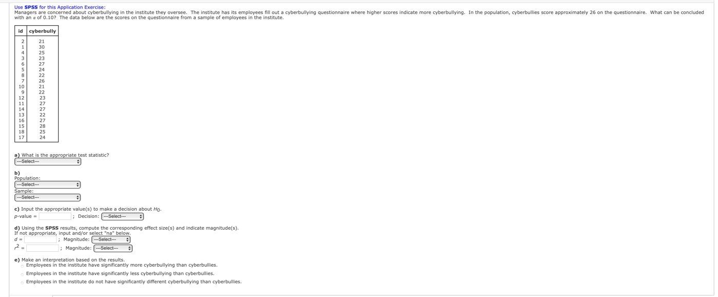 Solved of a . , . Use SPSS for this Application Exercise: | Chegg.com