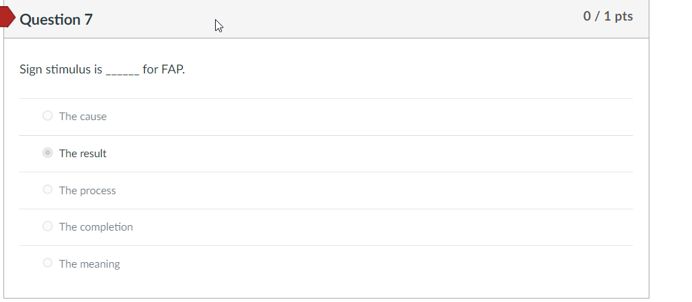 Sign stimulus is for FAP. The cause The result The | Chegg.com