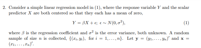 Solved Consider a simple linear regression model in (1), | Chegg.com