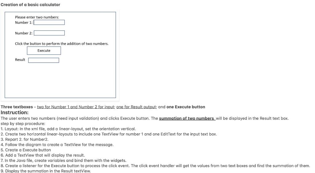 Solved Creation of a basic calculator Please enter two | Chegg.com