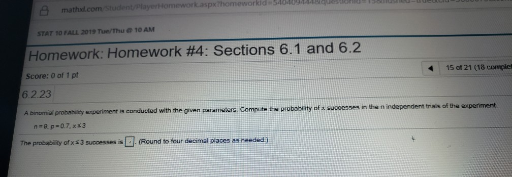Solved mathxl.com Student Player Homework.aspx?homework STAT | Chegg.com