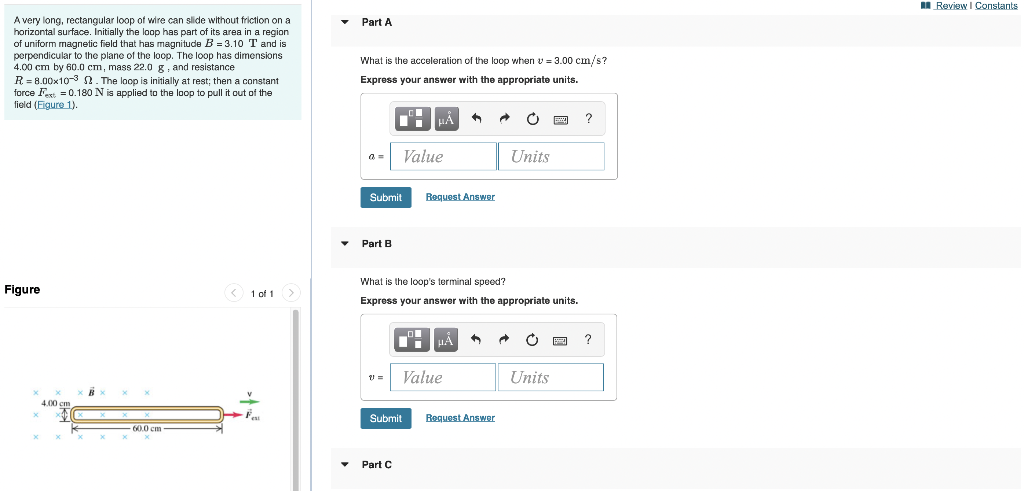 Solved A Review Constants Part A A very long, rectangular | Chegg.com