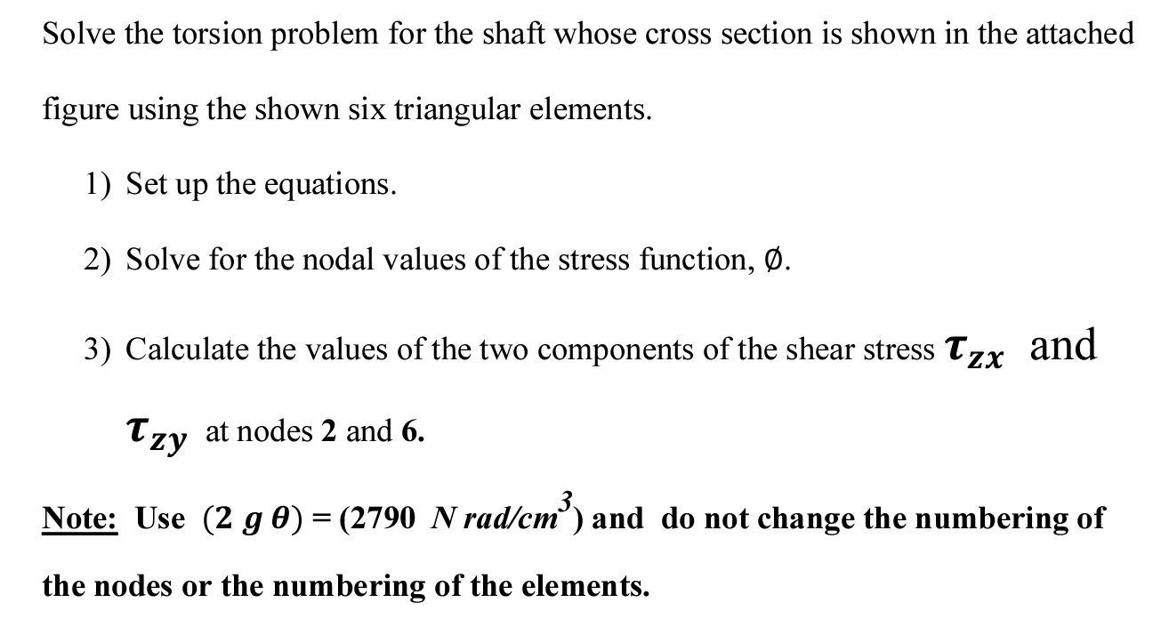 Solve the torsion problem for the shaft whose cross | Chegg.com