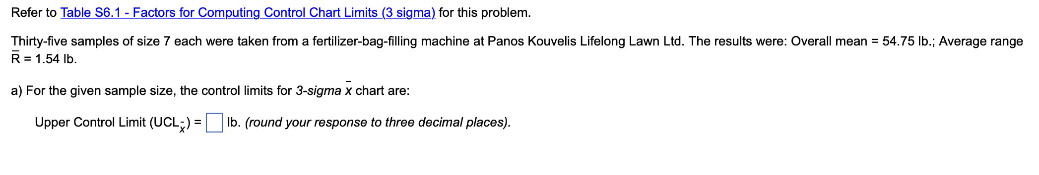 Solved \begin{tabular}{cccc} Sample & Mean Factor, & Upper | Chegg.com
