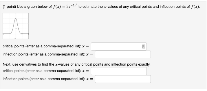 Solved (1 point) Use a graph below of f(x) = 3e-6x to | Chegg.com