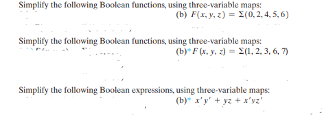 Solved Simplify the following Boolean functions, using | Chegg.com