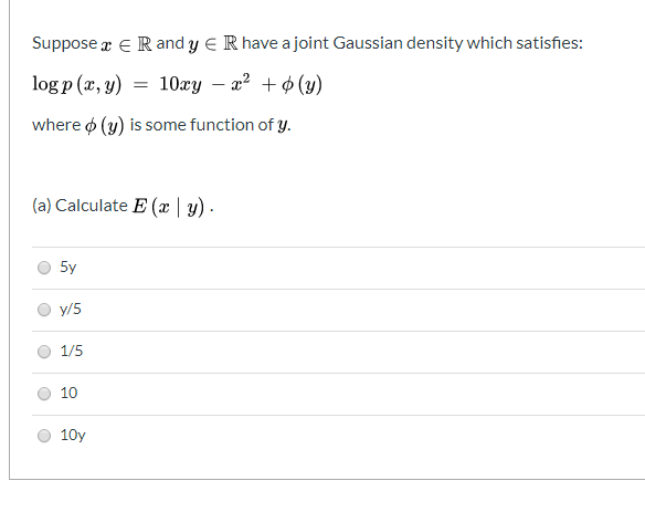 Solved Suppose 2 € Randy e R have a joint Gaussian density | Chegg.com