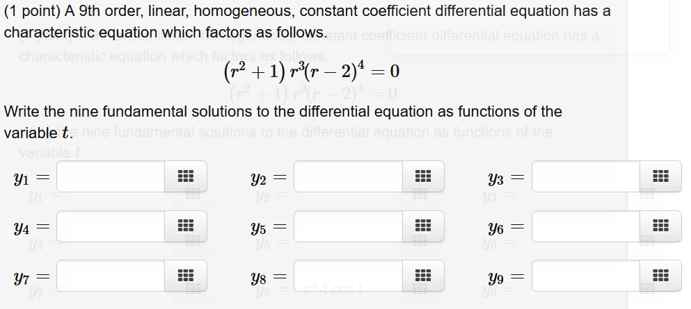 Solved 1 Point A 9th Order Linear Homogeneous Constant