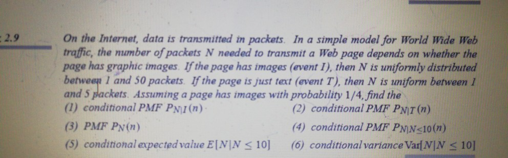 On the Internet, data is transmitted in packets. In a | Chegg.com