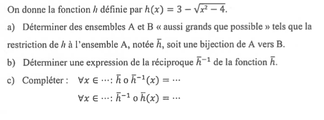 On donne la fonction h définie par h(x)=3−x2−4. a) | Chegg.com