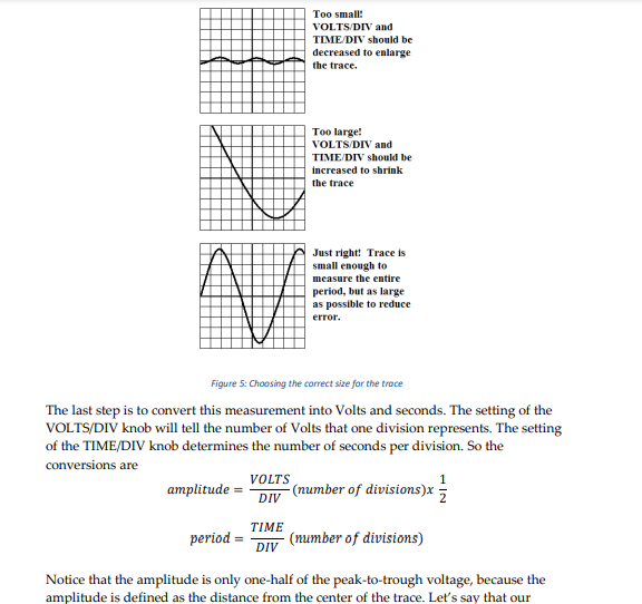 Summarize the 4 main section of the Oscilloscope lab | Chegg.com