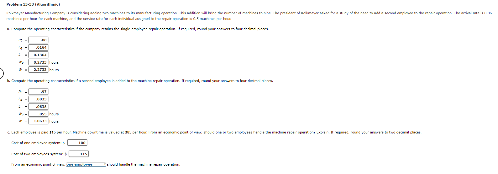 Solved machines per hour for each machine, and the service | Chegg.com