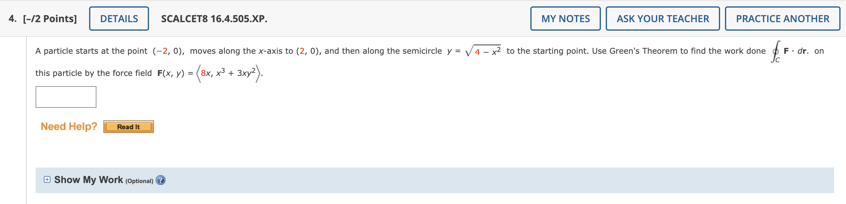 Solved A Particle Starts At The Point −2 0 Moves