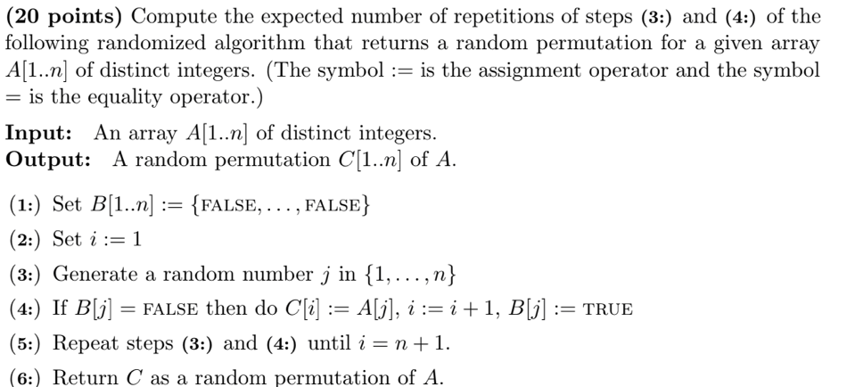 Solved (20 points) Compute the expected number of | Chegg.com