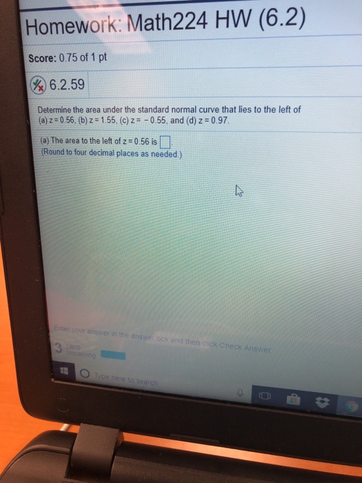 Solved Homework: Math224 HW (6.2) Score: 0.75 of 1 pt () | Chegg.com
