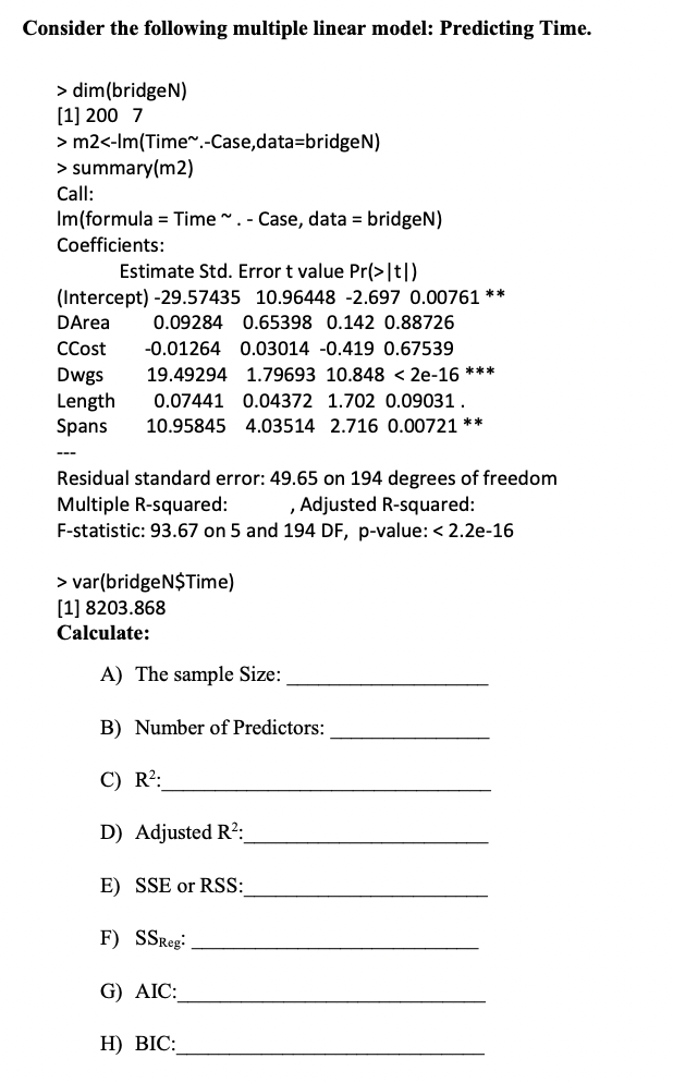 Consider the following multiple linear model: | Chegg.com