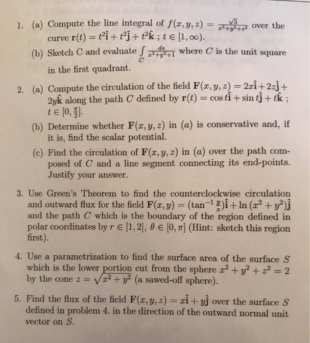 Solved 1. (a) Compute the line integral of f(x, y, z) , over | Chegg.com