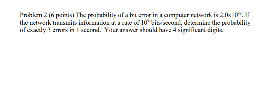 Solved Problem 2 (6 points) The probability of a bit error | Chegg.com