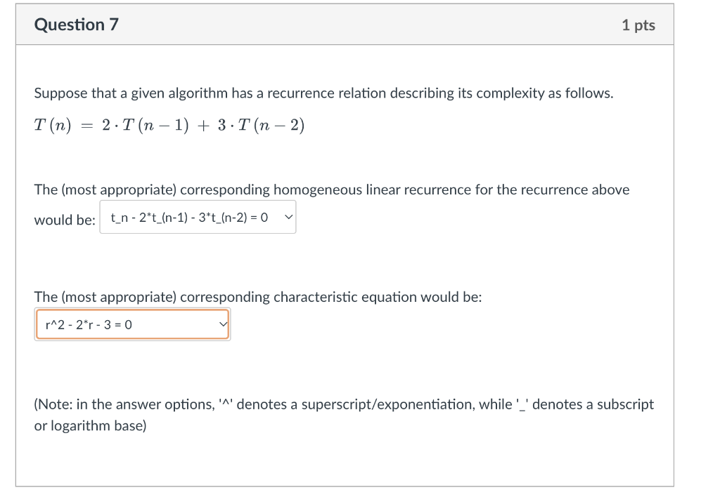 Solved Suppose That A Given Algorithm Has A Recurrence