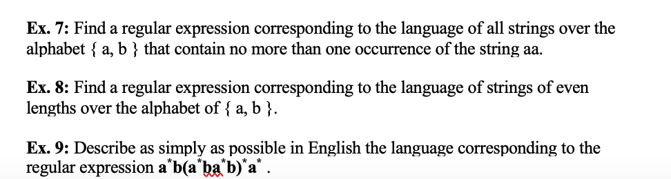 Solved Ex. 7: Find a regular expression corresponding to the | Chegg.com