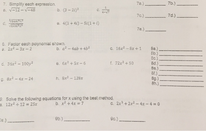 Solved Simplify each expression. squareroot-12 - | Chegg.com