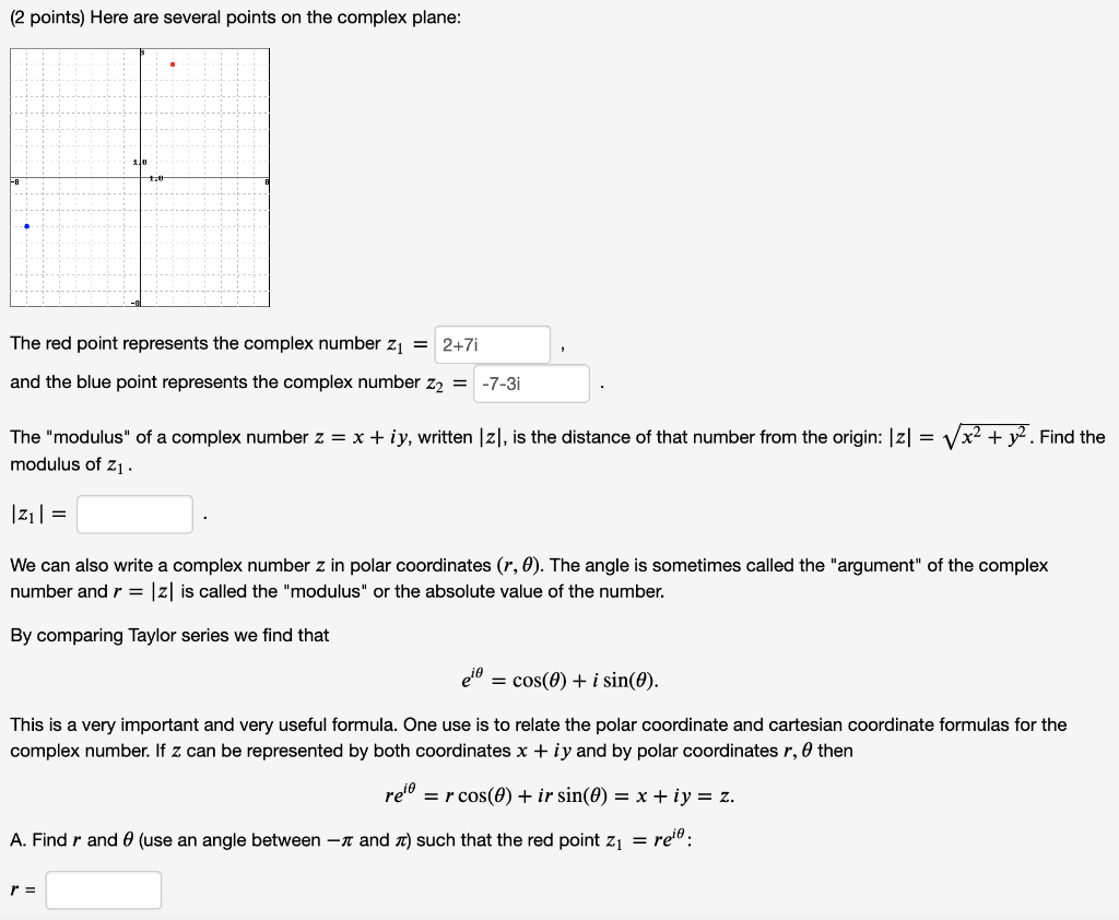 Solved (2 points) Here are several points on the complex | Chegg.com
