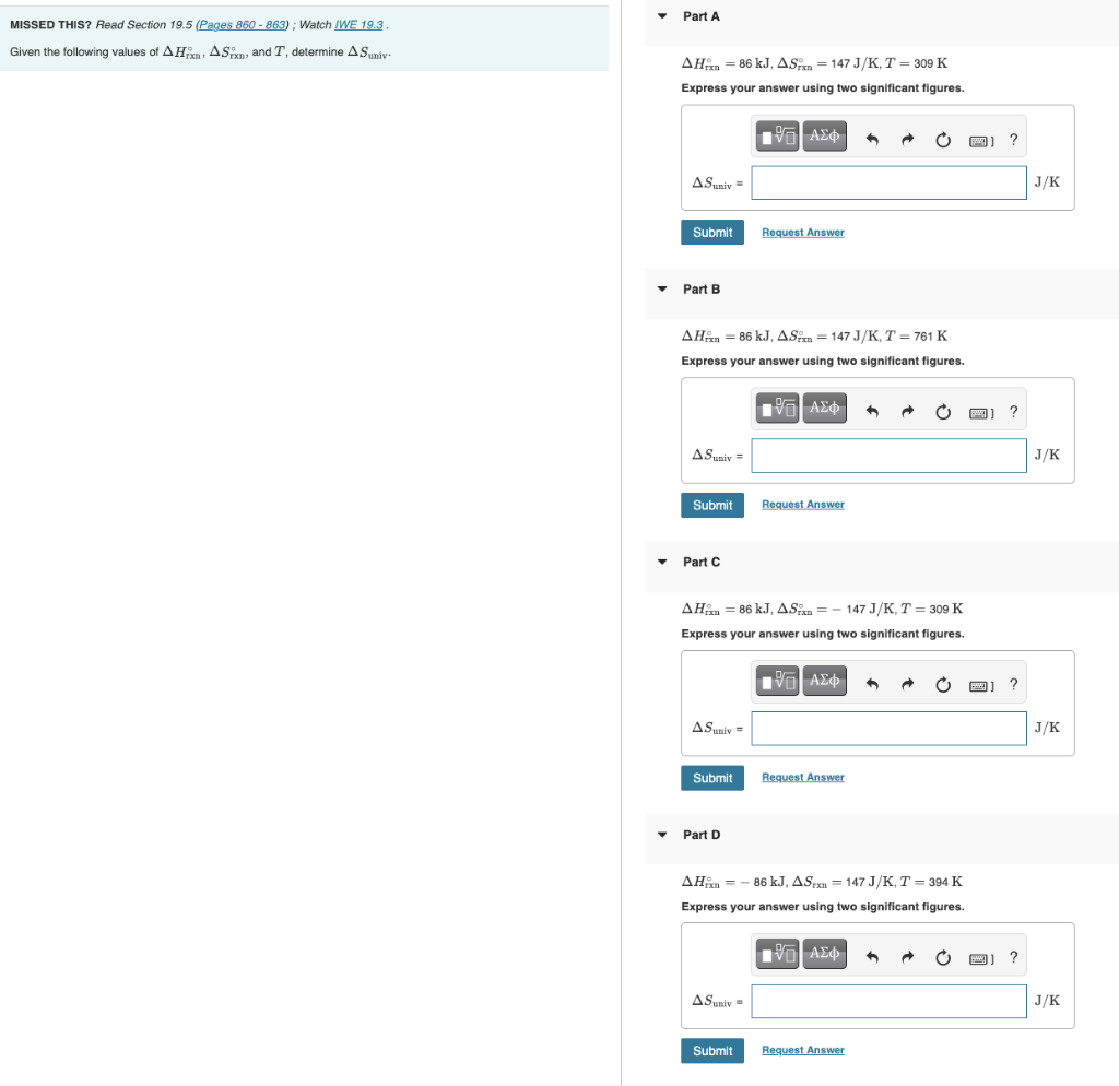 Solved MISSED THIS? Read Section 19.5 (Pages 860-863); Watch | Chegg.com