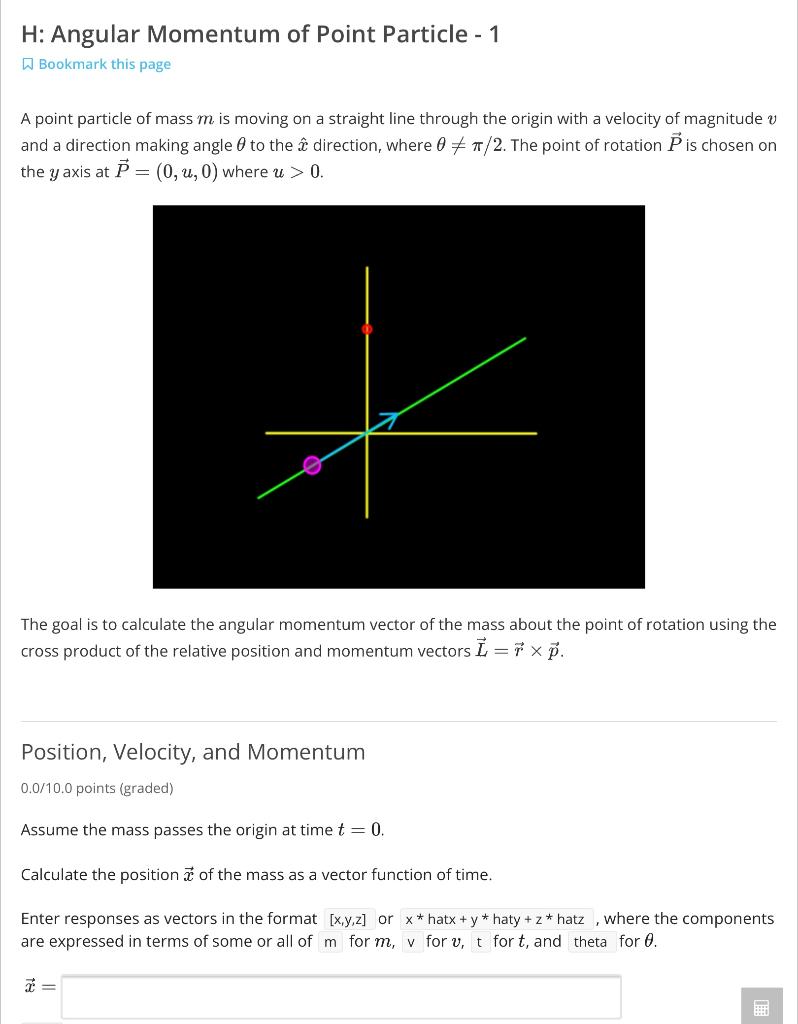 H: Angular Momentum of Point Particle - 1 Bookmark | Chegg.com