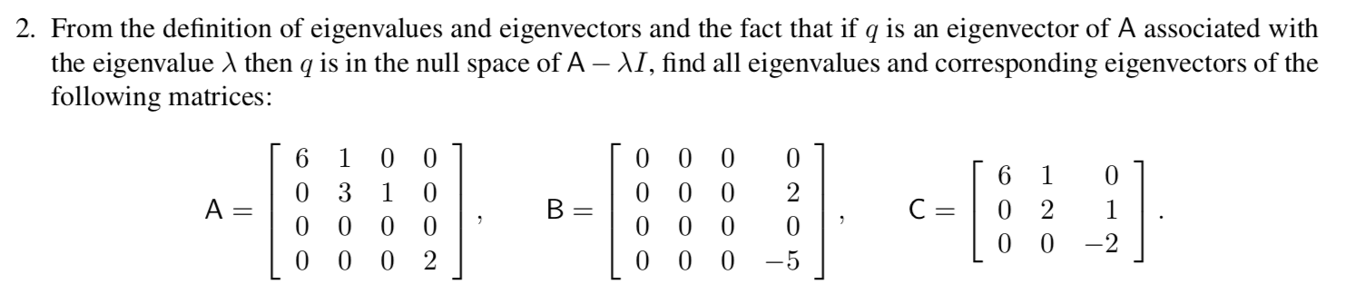 Solved 2. From the definition of eigenvalues and | Chegg.com