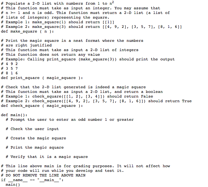 Solved # Populate a 2-D list with numbers from 1 to n2 # | Chegg.com