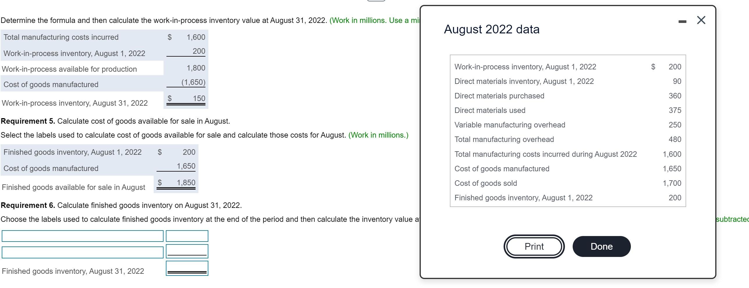 Solved Х Requirement 1. Calculate direct materials inventory | Chegg.com