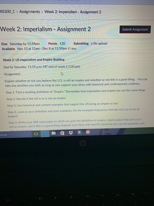 IS300_1 Assignments Week 2: Imperialism-Assignment 2 | Chegg.com