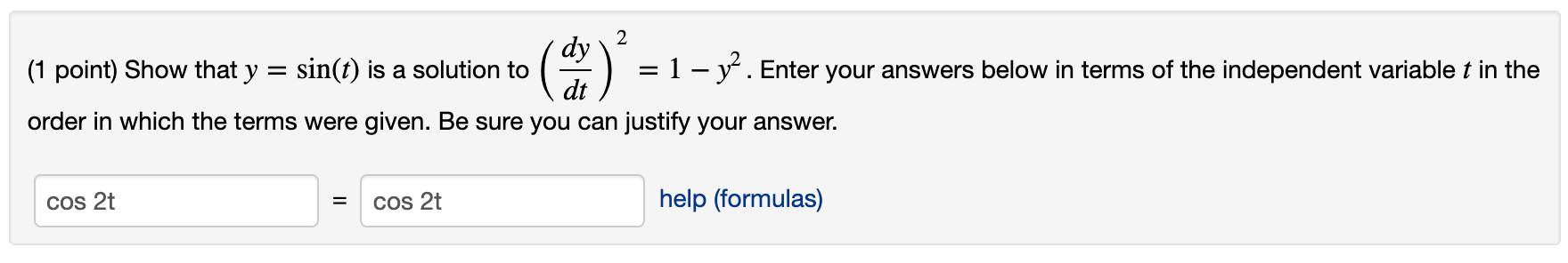 Solved (1 point) Consider the initial value problem y" + 9y | Chegg.com