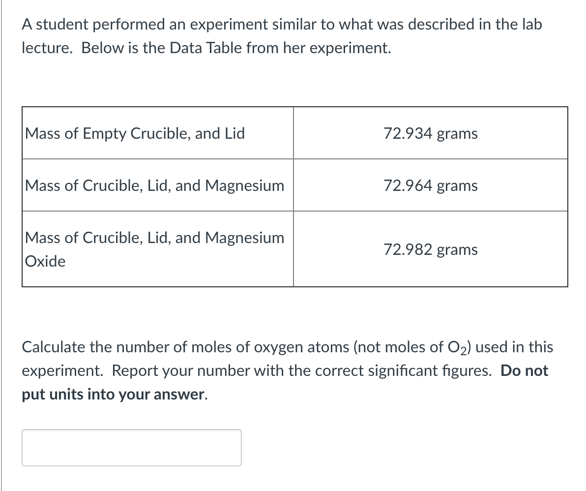 Solved A student performed an experiment similar to what was | Chegg.com