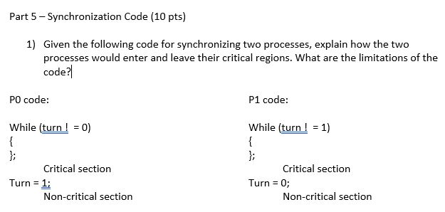 Solved Synchronization Code 10 Pts Given The Following 