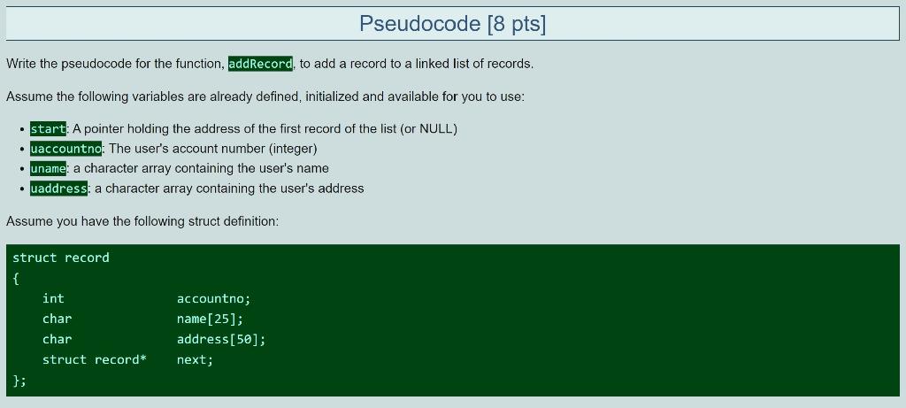 Could I get assistance tracing my pseudocode? | Chegg.com