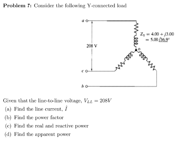 Solved Problem 7: Consider the following Y-connected load | Chegg.com