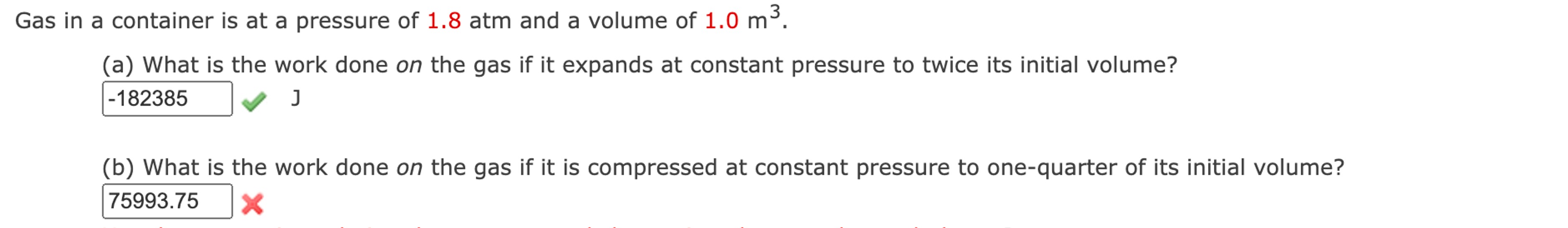 Solved Gas in a container is at a pressure of 1.8atm and a | Chegg.com