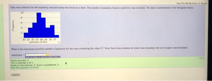 Solved Due Thy 06/06/2019 11 59 pm Data was collected for 40 | Chegg.com
