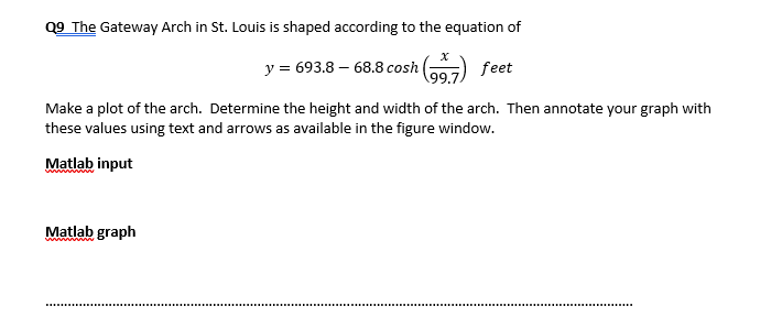 Solved х 09 The Gateway Arch in St. Louis is shaped | Chegg.com