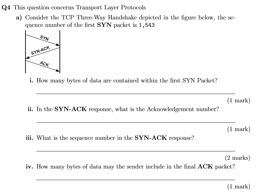 Solved Q4 This question concerns Transport Layer Protocols | Chegg.com