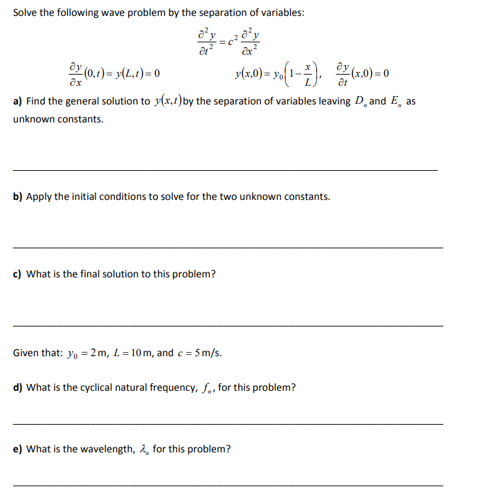 Solved Solve the following wave problem by the separation of | Chegg.com