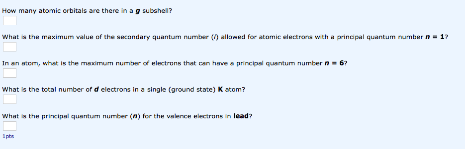 Solved How many atomic orbitals are there in a g subshell? | Chegg.com