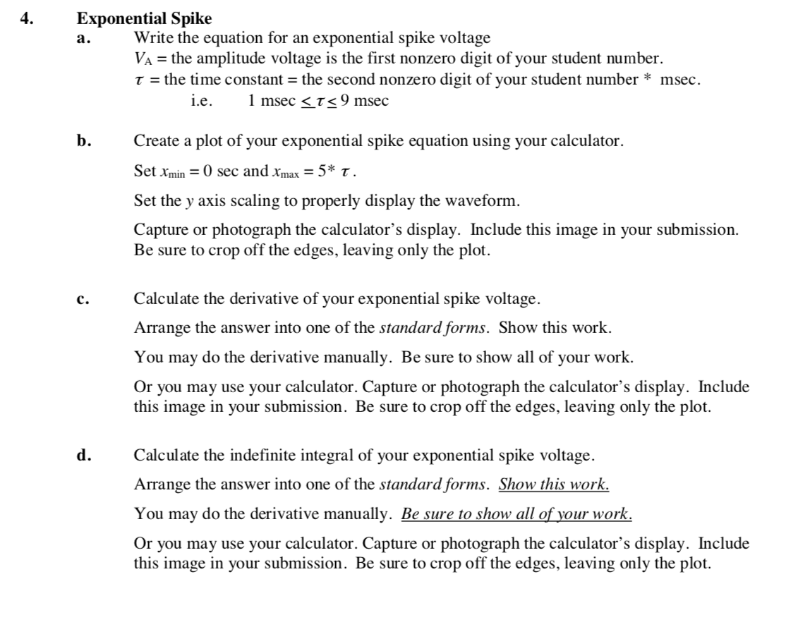 Solved 4. Exponential Spike Write the equation for an | Chegg.com