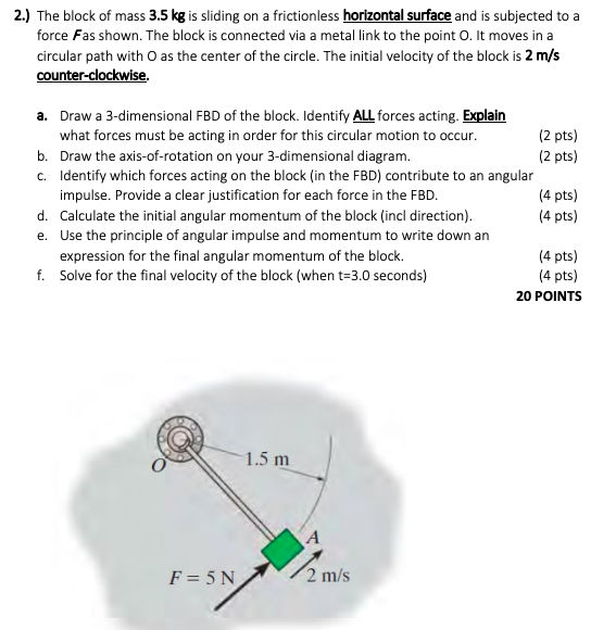 2.) ﻿The block of mass 3.5kg ﻿is sliding on a | Chegg.com