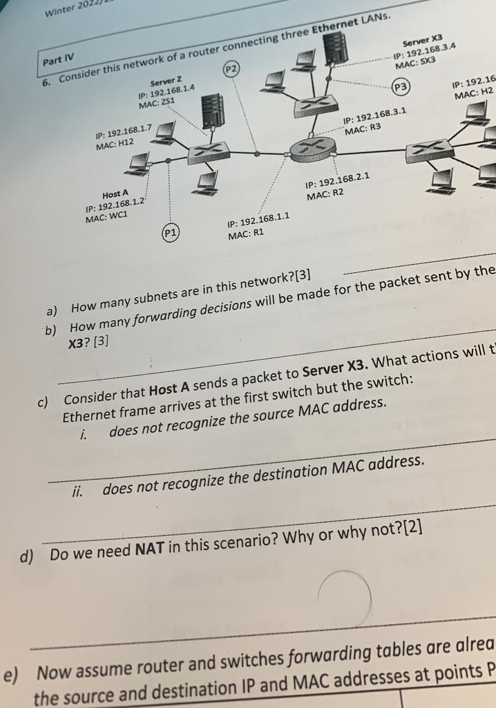 Solved a) How many subnets are in this network?(a) b) How | Chegg.com