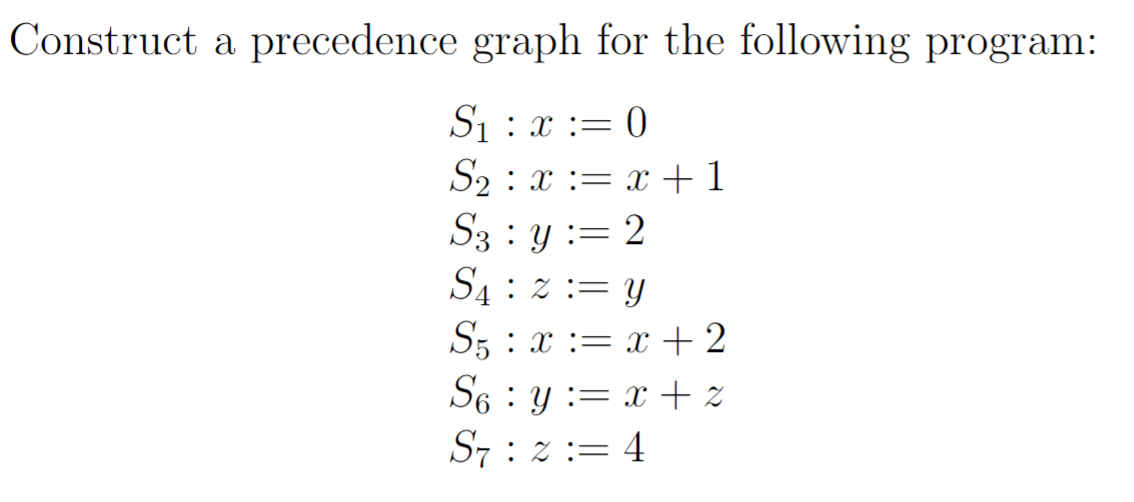 Solved Construct a precedence graph for the following | Chegg.com Solved Construct a precedence graph for the following | Chegg.com