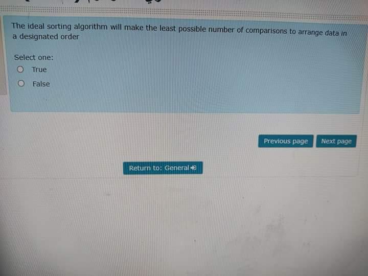 Solved The ideal sorting algorithm will make the least | Chegg.com